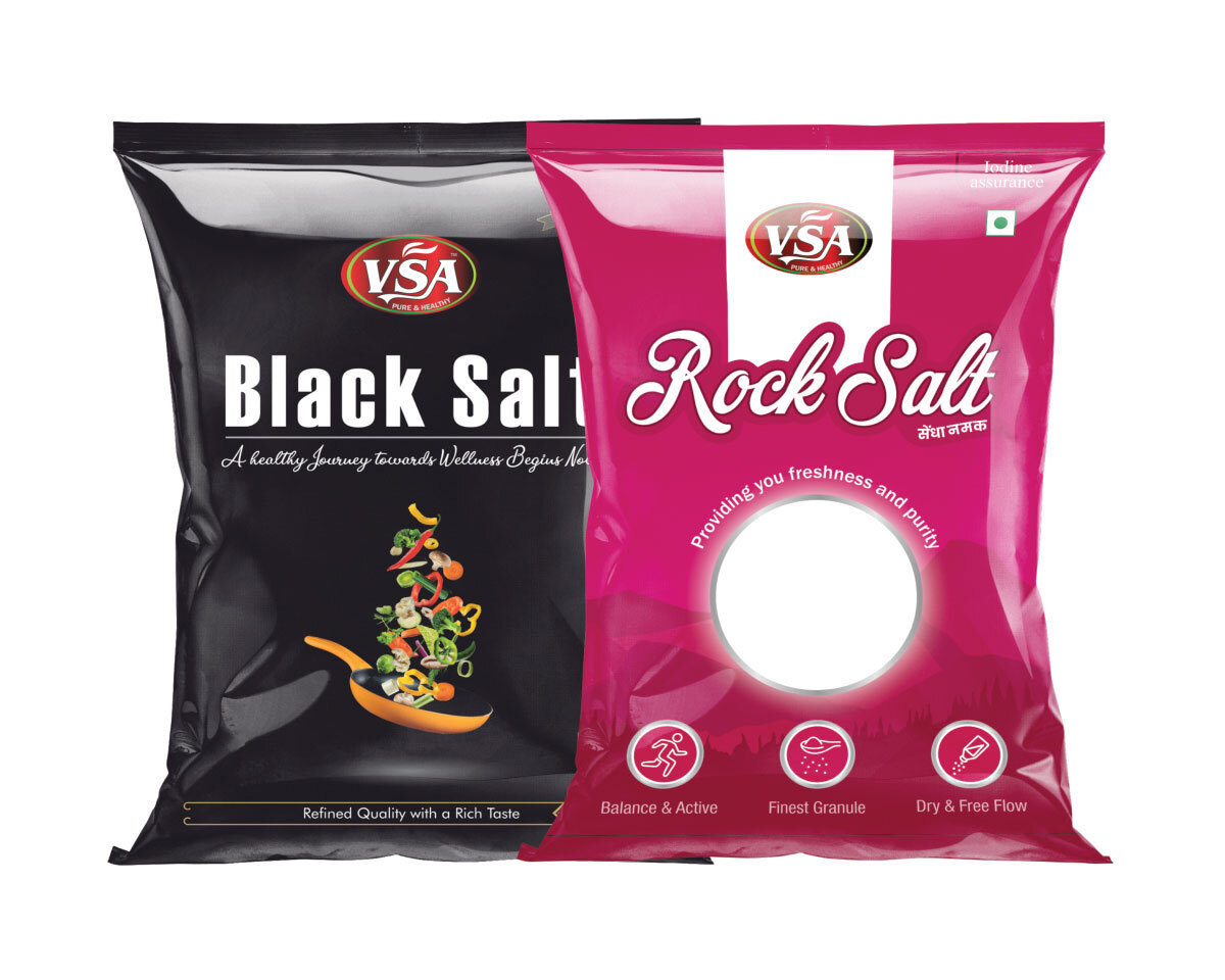 Combo pack of Black Salt, Pink Salt (1kg each) - VS Agro