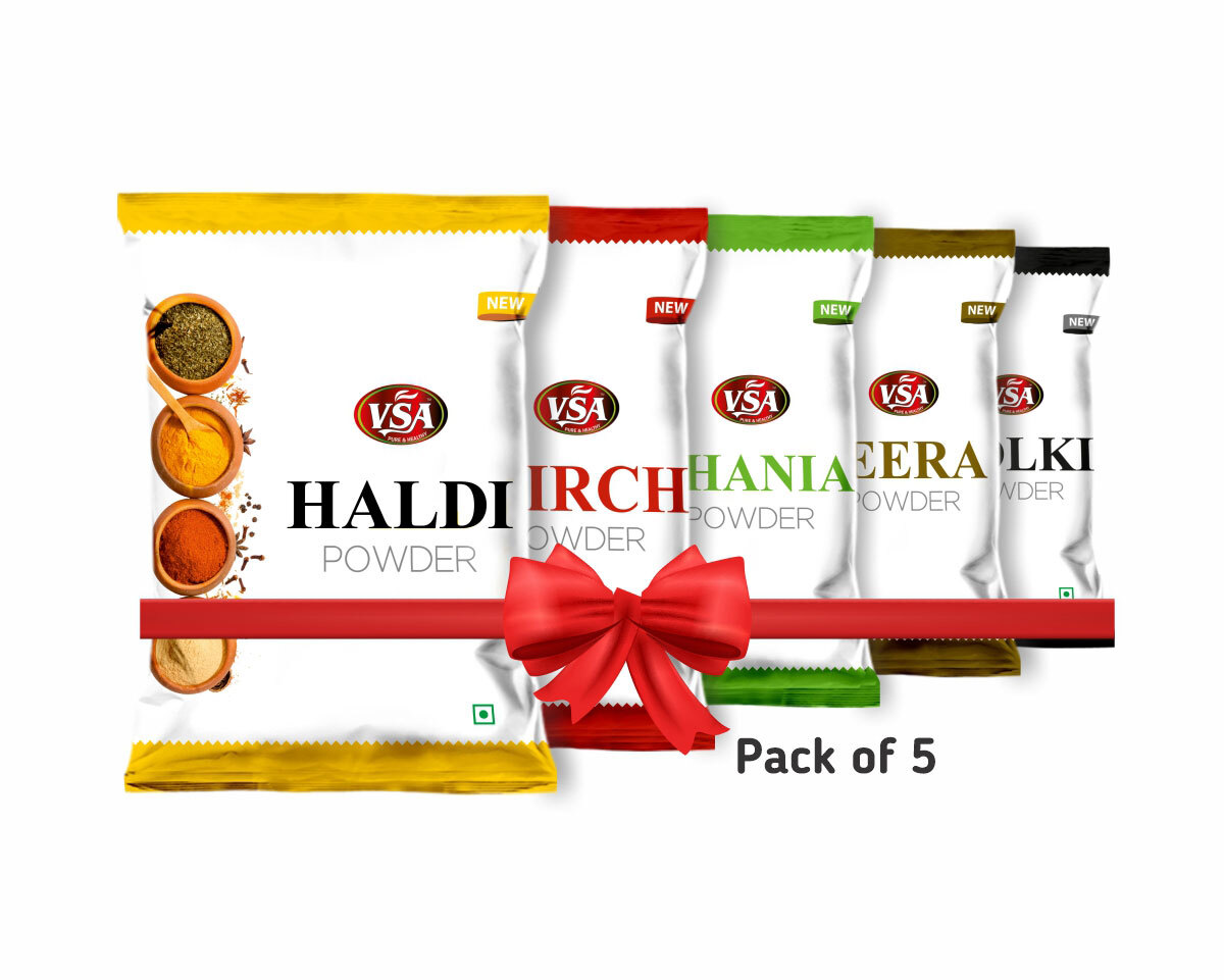Combo Pack of Haldi, Mirch, Dhaniya, Jeera, Golki (Powders - 200gm each ...